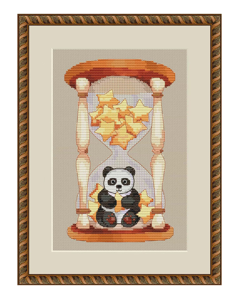 [FE62-Panda Star Hourglass] Designer Enjoys Cross Stitch