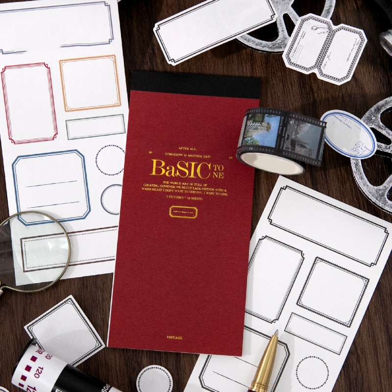 Carnet d'autocollants - Série Couleurs de base Étiquette à bordure vintage