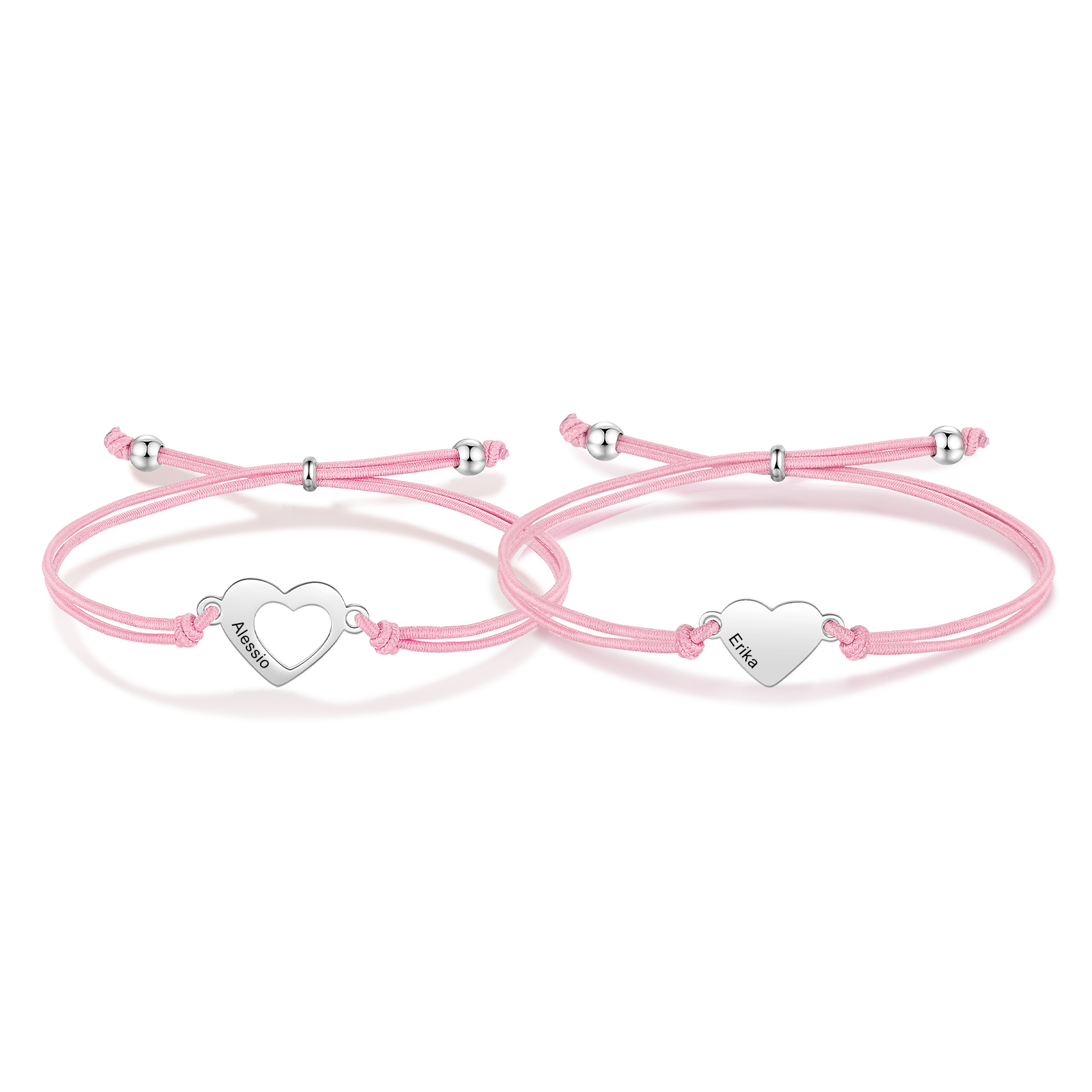 Kettenmachen Personalisierte 2 Namen Herz Armbänder Set mit 2 Ketten ...