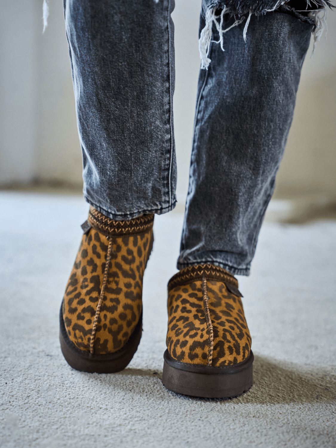 Tassie X Tasman Platform Slipper Boot - cheetah