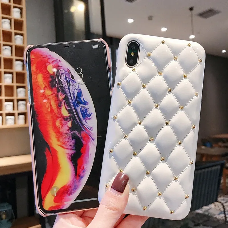 Luxury Quilted and Bejewelled Leather Bling Phone Case