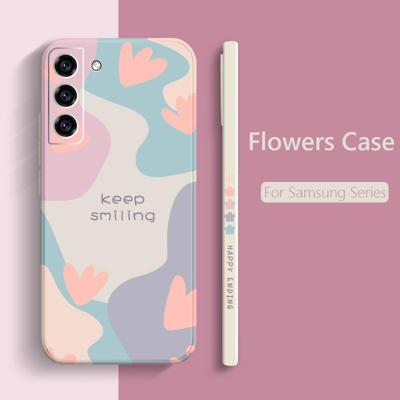 Cartoon Flower Square Silicone Case For Samsung