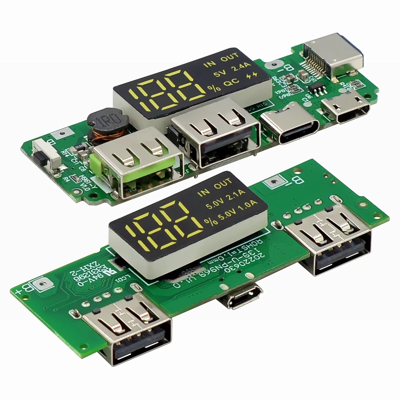 18650 lithium battery digital display charging module 5v2.4a 2A dual ...