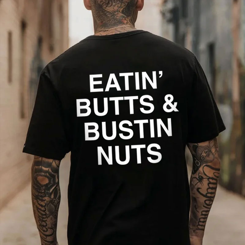 EATIN' NIYYS & BUSTIN NUTS Black Print T-shirt