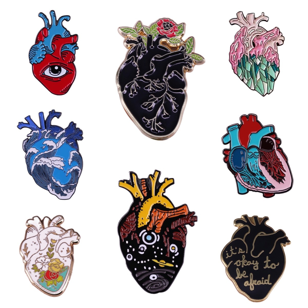 Heart Enamel Pin Medical Organ Anatomy Brooches Health Awareness Badges ...