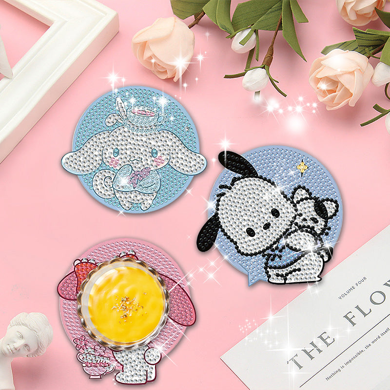 6 pcs set DIY Special Shaped Diamond Painting Coaster | Cartoon