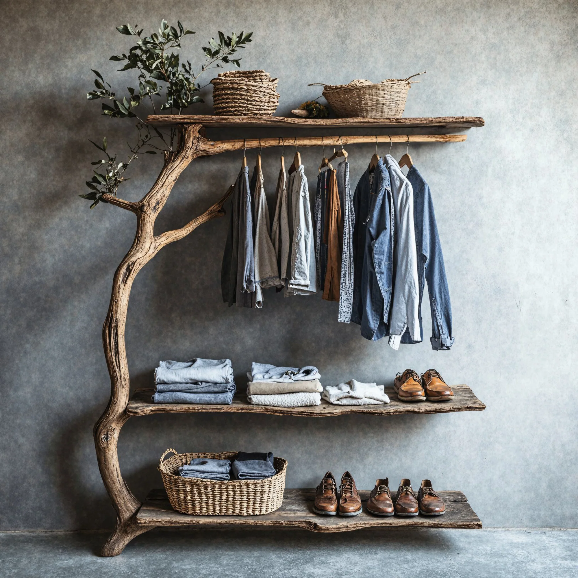Tree Branch Rack Wall Coat Rack With Shelf Wall Mount