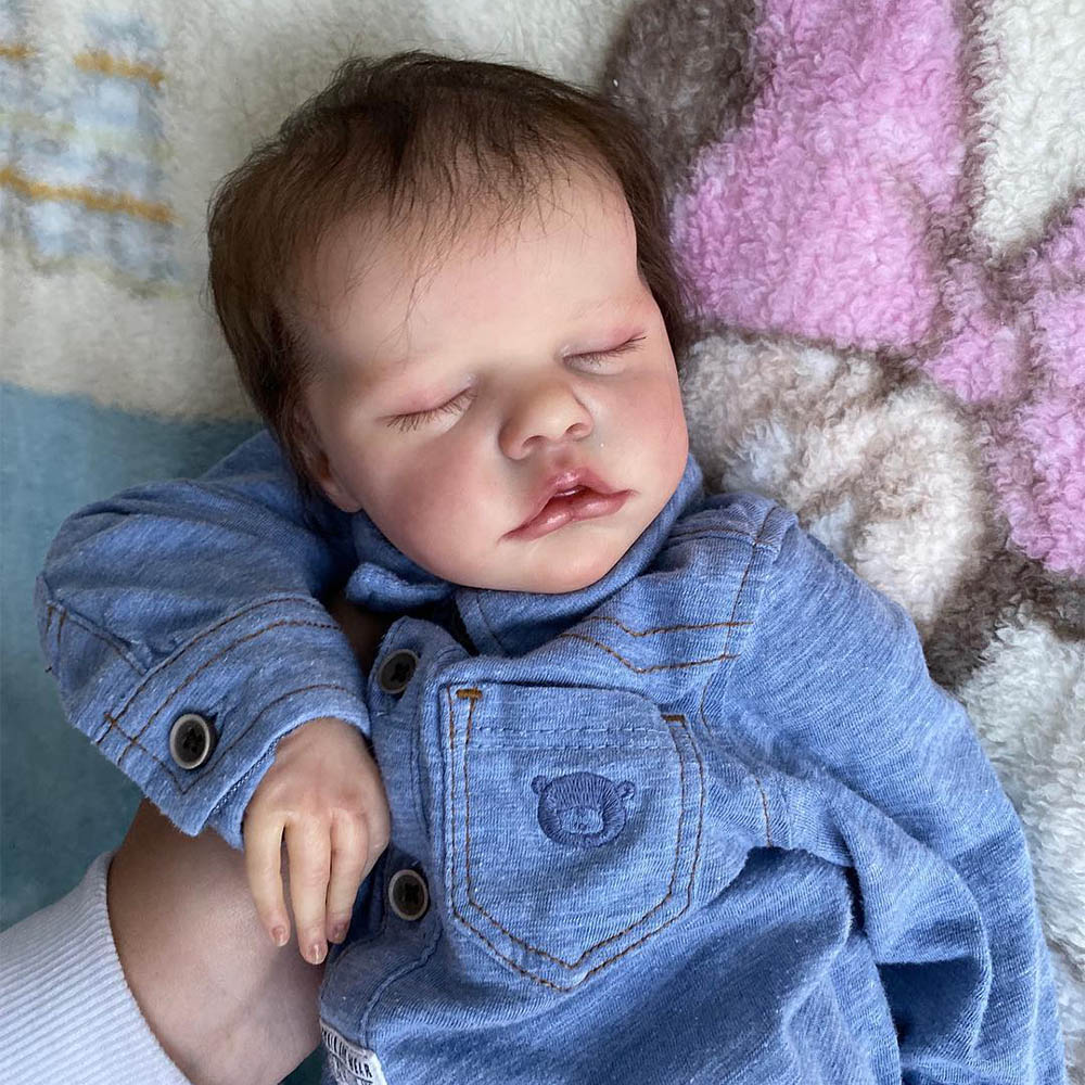 17" Cute Lifelike Handmade Eyes Closed Boy Baby Doll Named Wensa ...