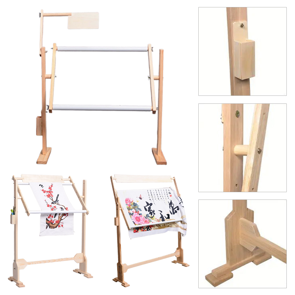 Wooden Cross Stitch Frame Adjustable Embroidery Floor Stand Cross ...