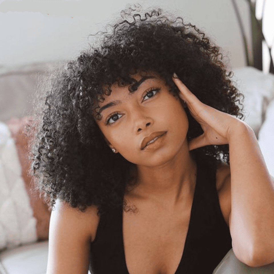 Brazilian Remy Curly Hair Wig With Bangs Glueless Wigs