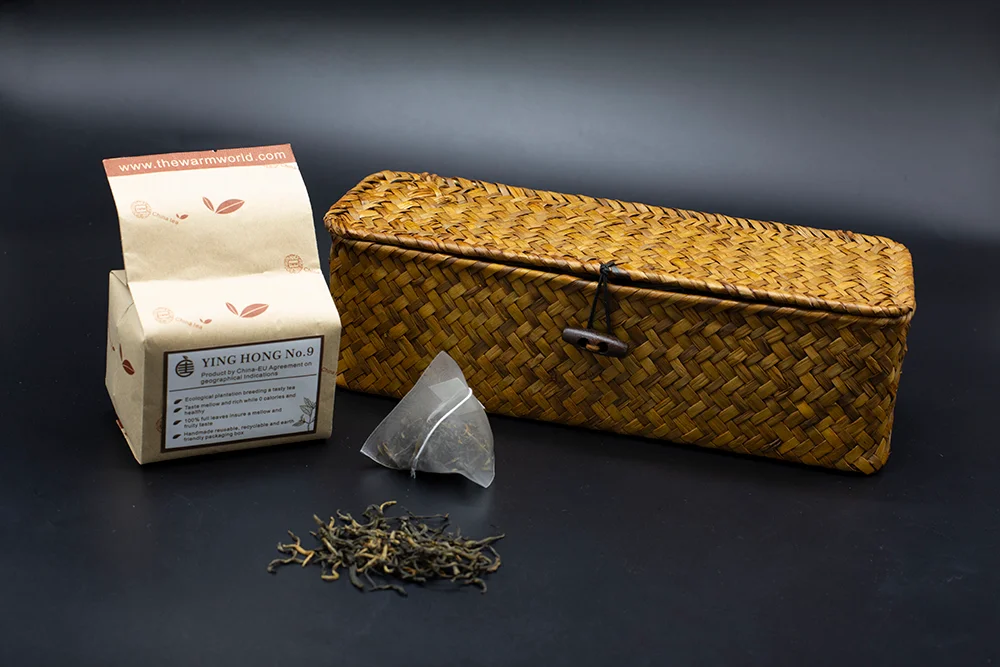 handmade straw box black tea set