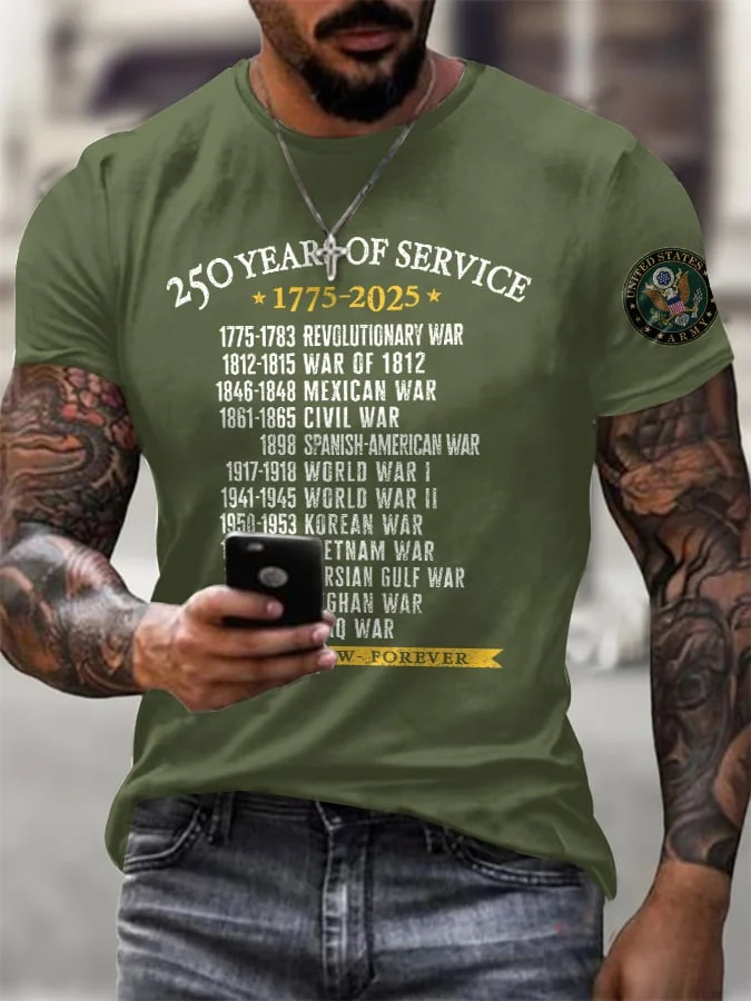 Men's United States Army 250 Years Of Service 1775-2025 Then - Now ...
