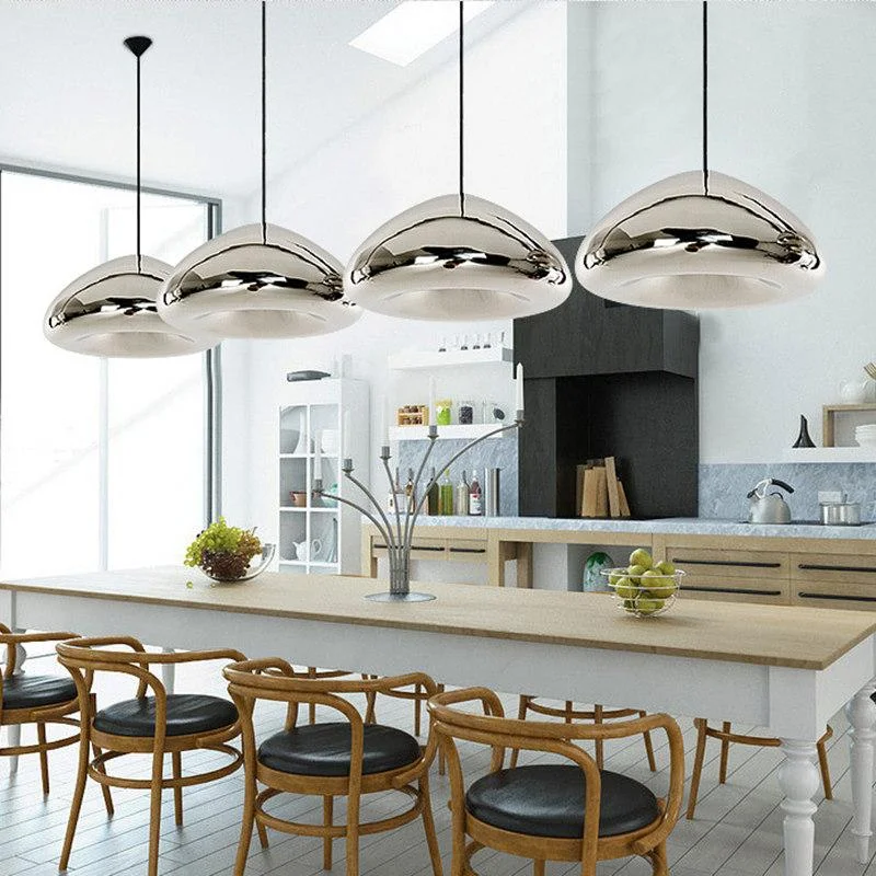 Modern Gold Bronze Sliver Shade Mirror Pendant Light E27 LED Glass ...