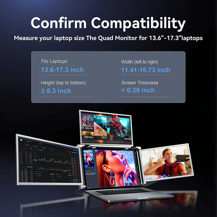 FOPO 14" Hanging Triple Screen Extender S680 – World’s First 3-in-1 ...
