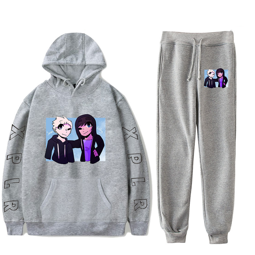 Sam and Colby Hoodie Tracksuit Sweatshirt + Sweatpants 2 Piece Sets