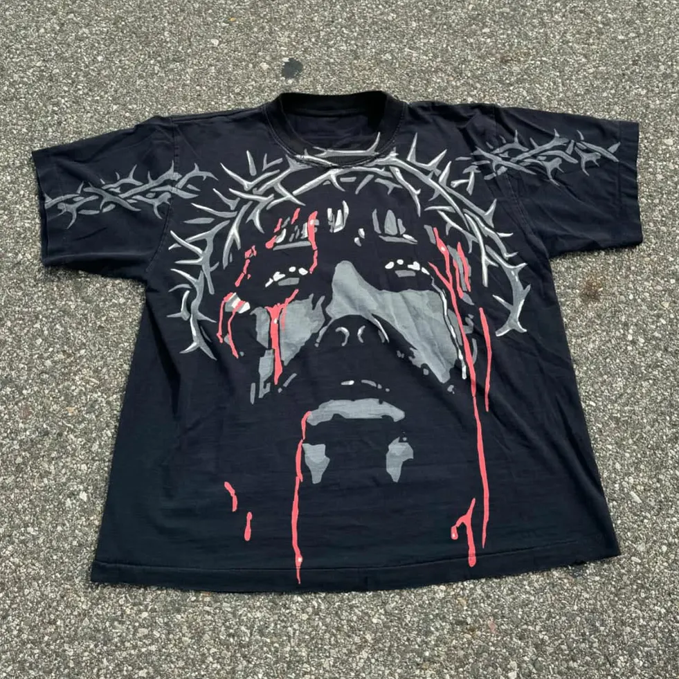Jesus Christ Print Short Sleeve T-Shirt