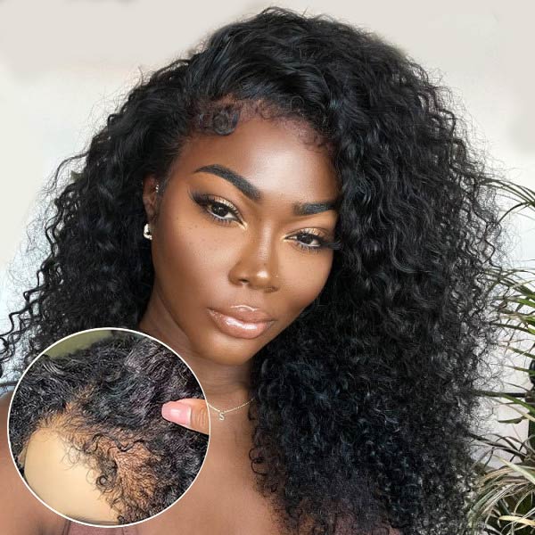 4C Edges Hairline Wig 13x4 Lace Frontal Wig Kinky Curly Wig Glueless ...