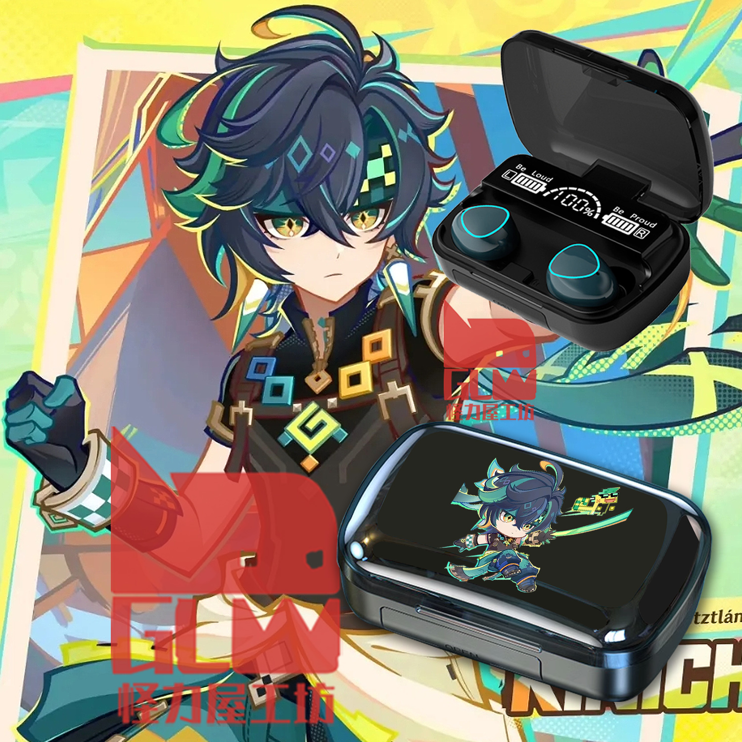 Genshin Impact Kinich Bluetooth Headset Digital Display