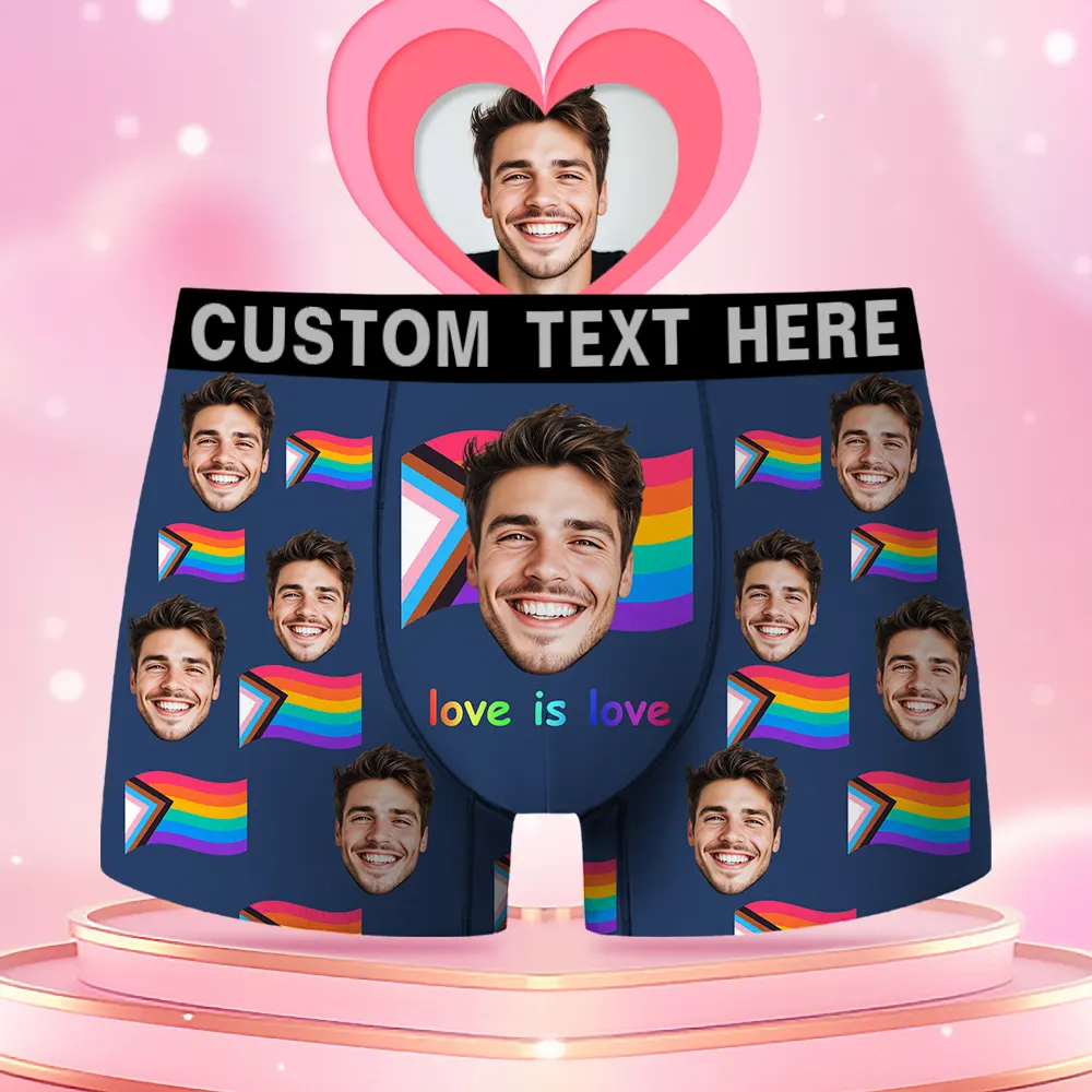 Valentine's Day Giftss Custom Face Men's Boxer Love Is Love Lgbt Style ...