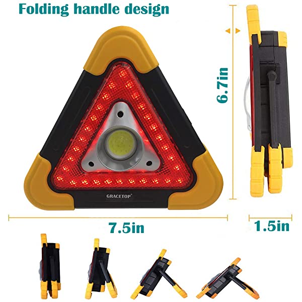GRACETOP Solar LED Work Light and Road Warning Light, 20W Inspection ...