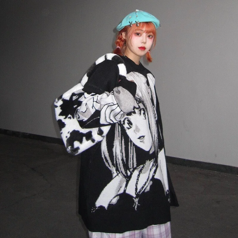 Churchf Death Note Knitted Sweater Amane Misa Oversized Jumpers ...