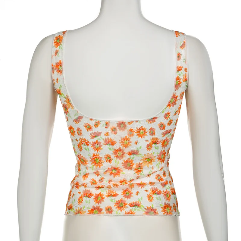 AESTHETIC FLOWERS SQUARE NECK CAMI TOP