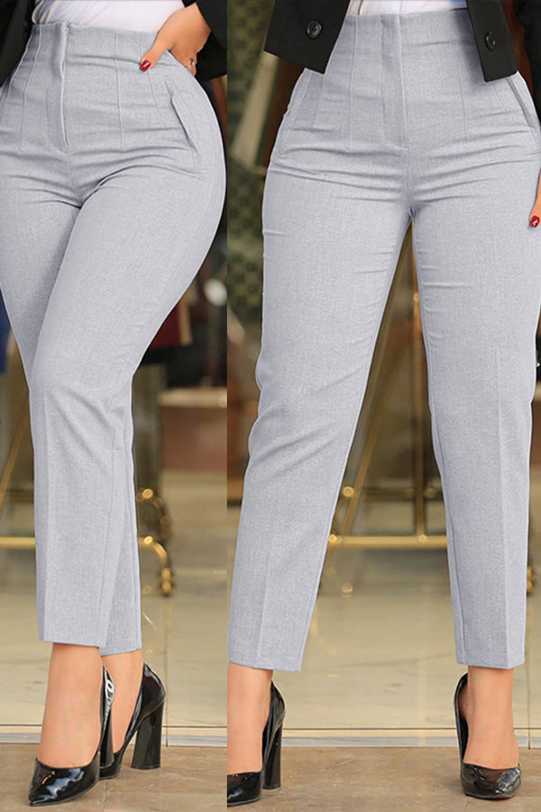 Commuter Solid Color Ruched High Waist Pants