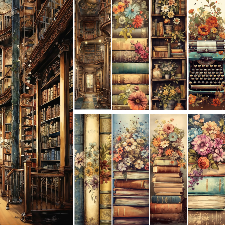 Vintage Book Flower (30*90cm) Diamond Painting