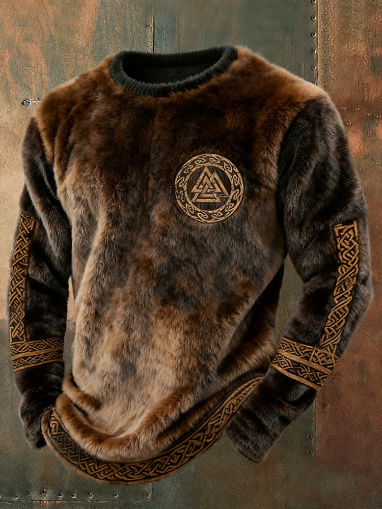 Men's Viking Symbol Celtic Knot Art Cozy Flannel Hoodie