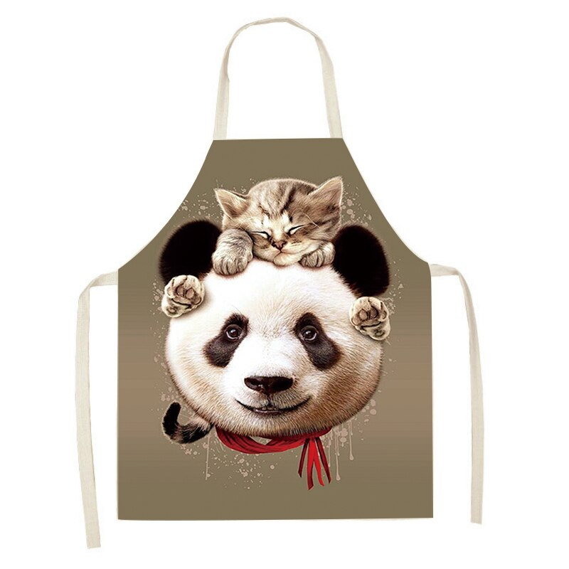 Linen Kitchen Apron - Panda