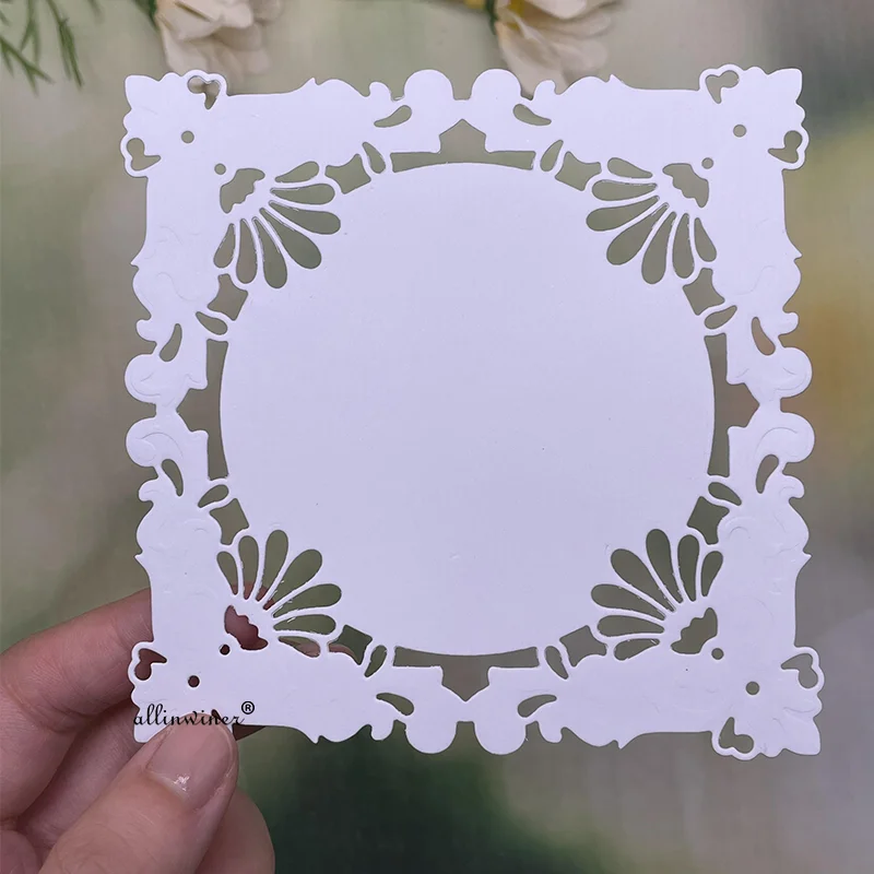 Athvotar Lace corner square frame DIY Craft Metal Cutting Die Scrapbook ...