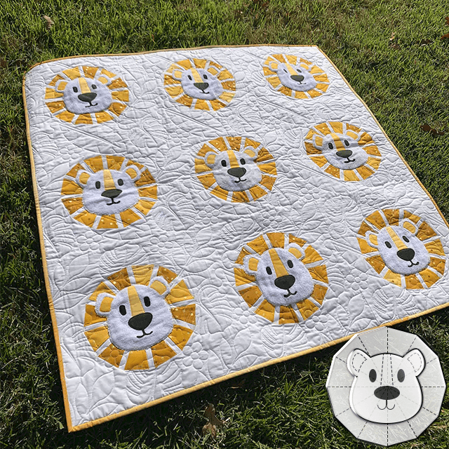 Cute Lions Baby Quilt Template Set-With Instructions