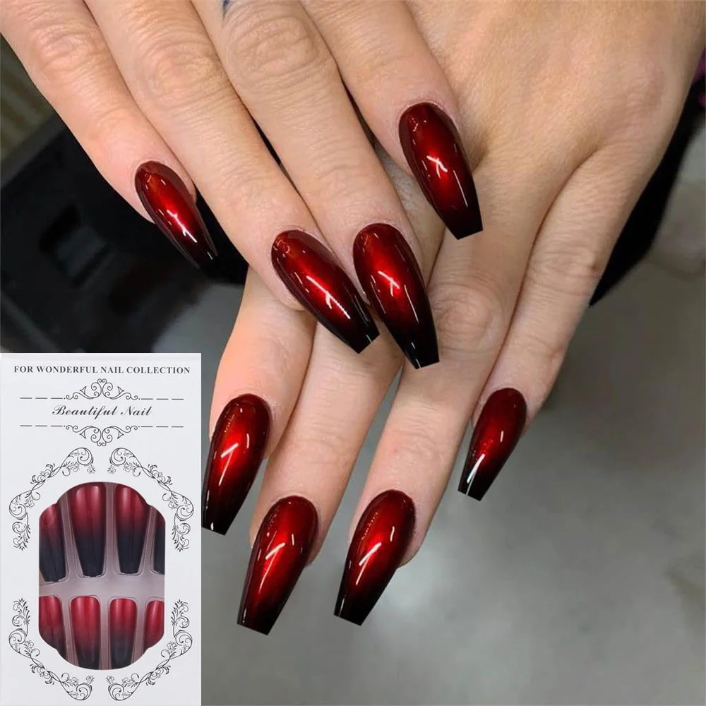 20/24 Pcs/Set Fashion Detachable False Nail Art Tips Full Coverage Long ...