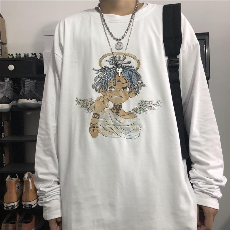 VINTAGE ANGEL PRINT LONG SLEEVE SHIRT