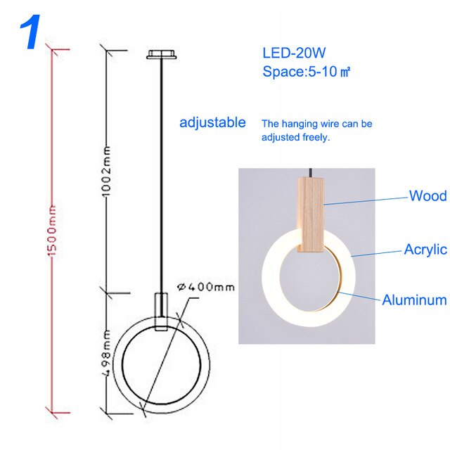 Ring Shaped Wooden Led Pendant Lights Bedroom Pendant Lamp Dining Room ...
