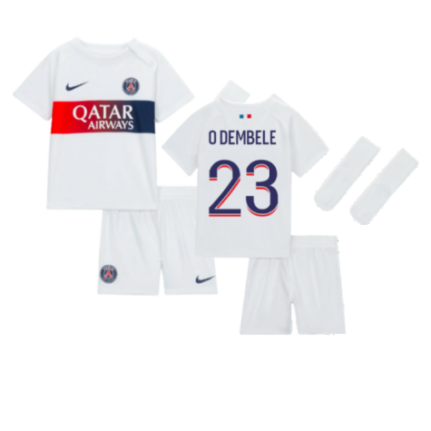 PSG Ousmane Dembele 23 Kids Away Shirt Mini Kit 2023-2024