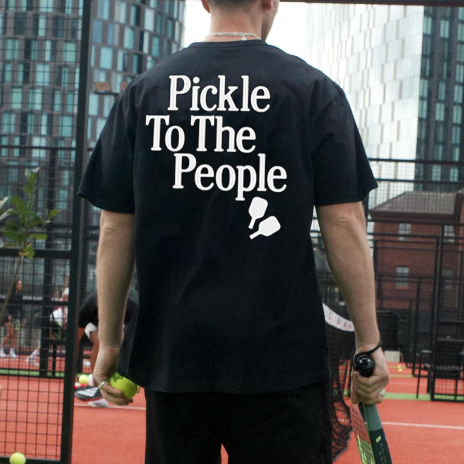 Retro Pickleball Letter Expression Design Oversized T-shirt