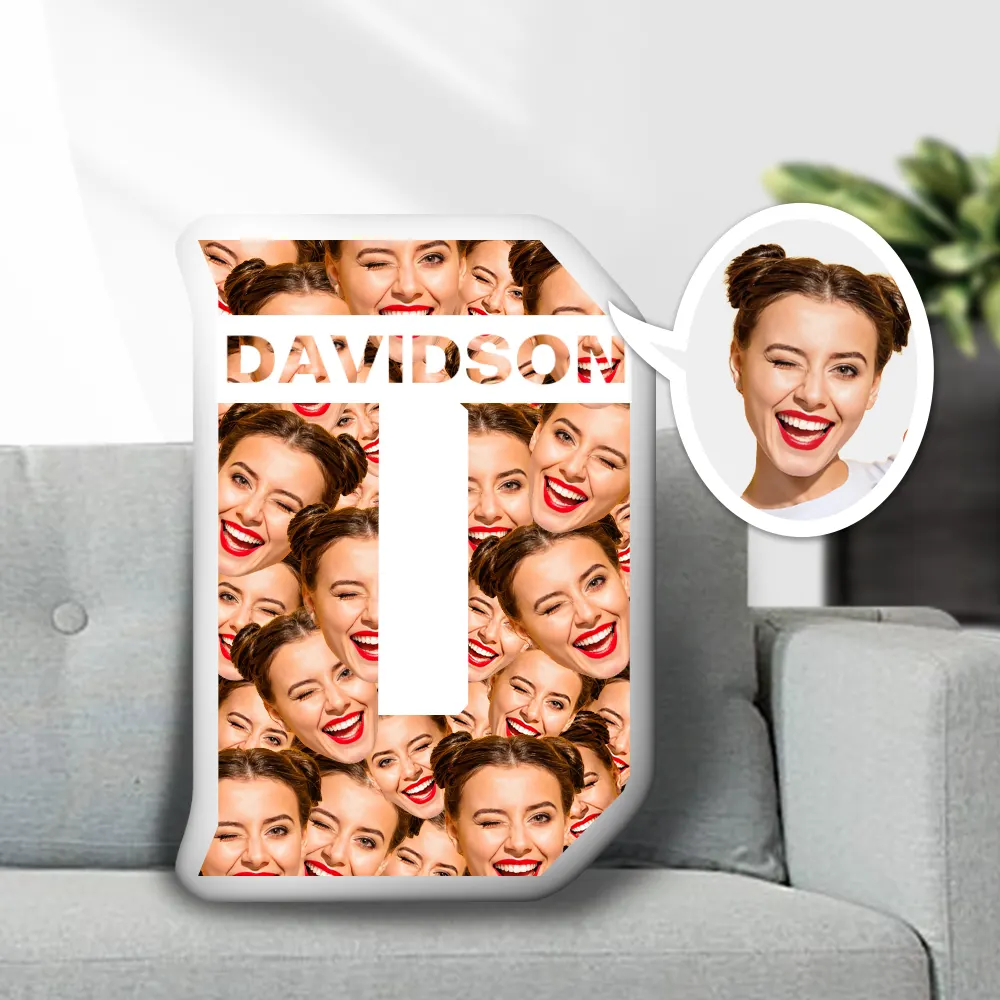 Custom Photo Face Pillow Funny Face Name Initials Letter D Face Pillow ...
