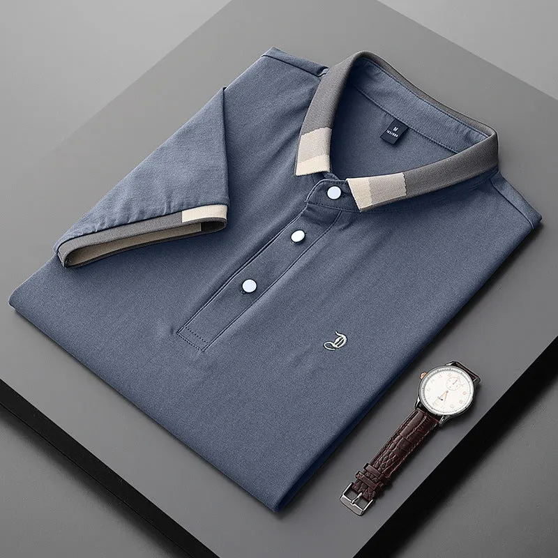 Men's Solid Color Lapel Polo Shirt