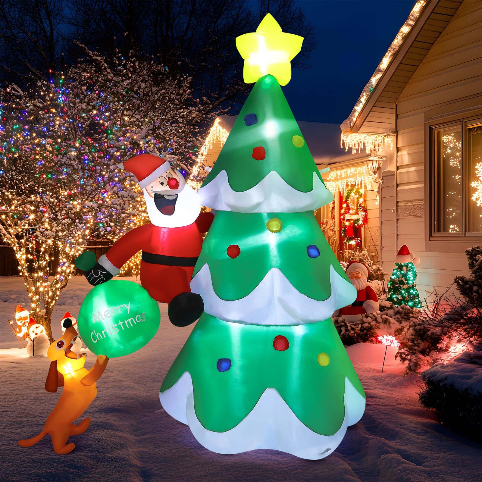 7FT Christmas Inflatables Outdoor Decorations Blow Up Santa Claus ...