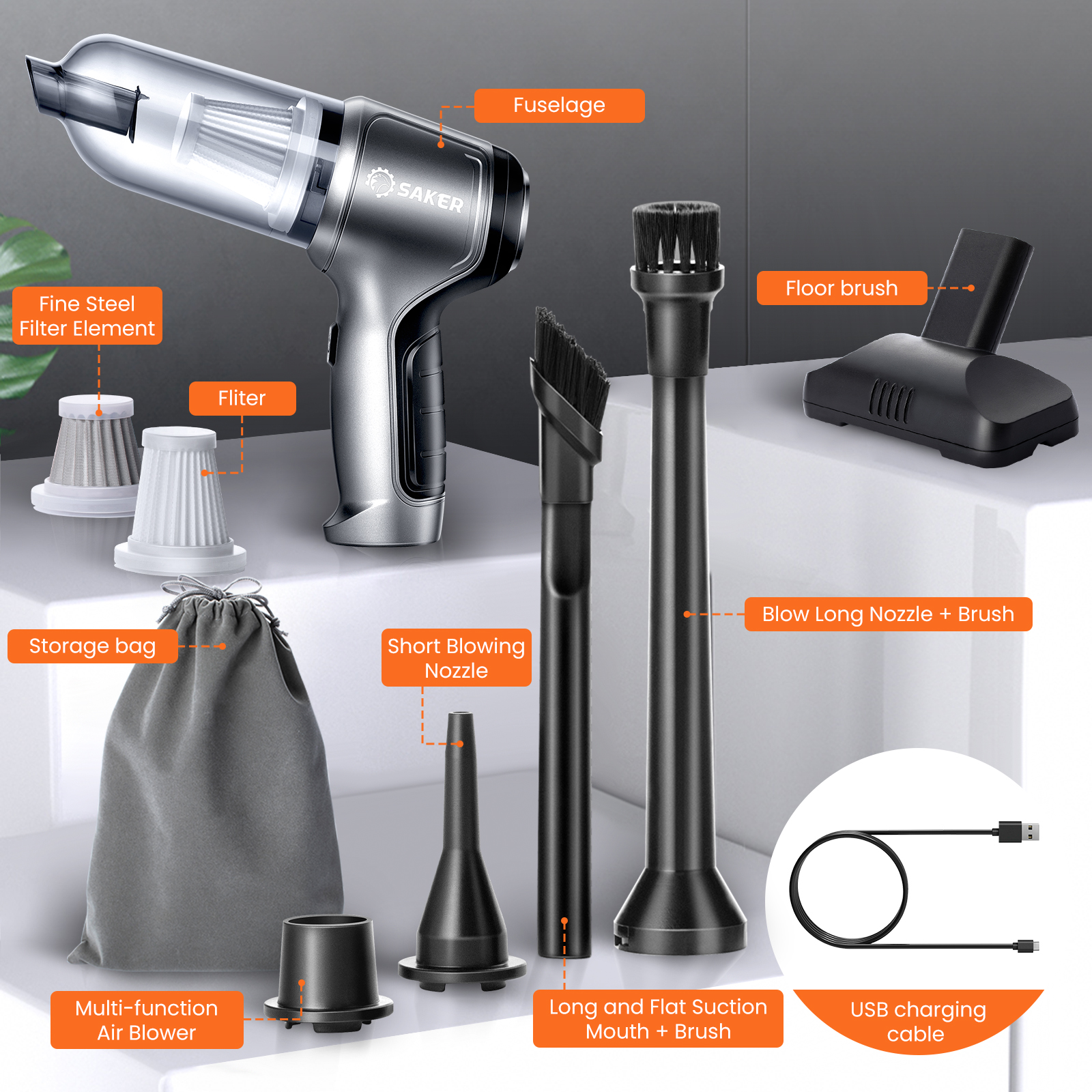SAKER® Mini Handheld Cordless Vacuum Cleaner