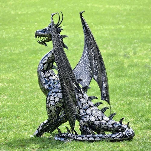 4.75 ft. Tall Large Iron Sentry Dragon Statue