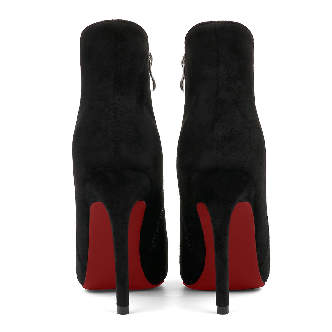 100mm Women's High Heels Pointed Toe Zipper Red Bottoms Boots
