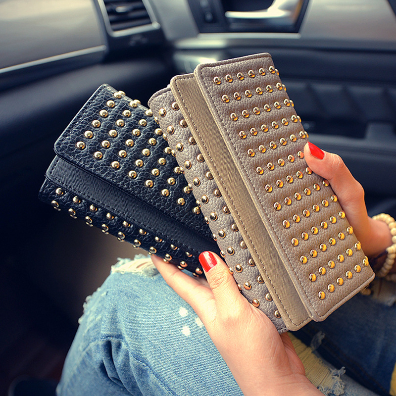 Mature Women's Rivet Three-fold Wallet - Older In Fashion Store