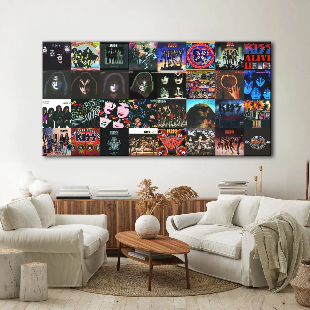 Kiss Album Covers Collage Canvas Wall Art