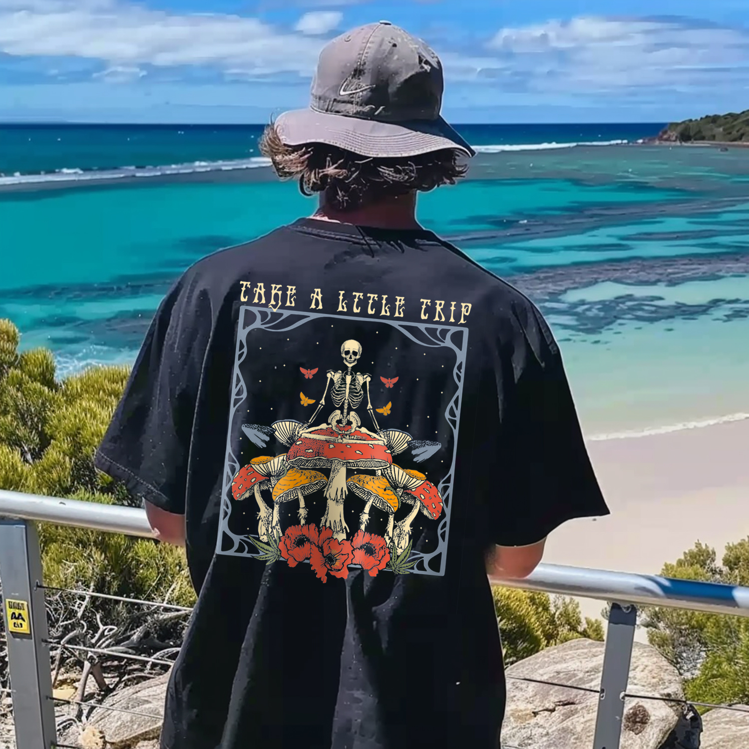 Mens Take a Trip Skeleton Print T-shirt