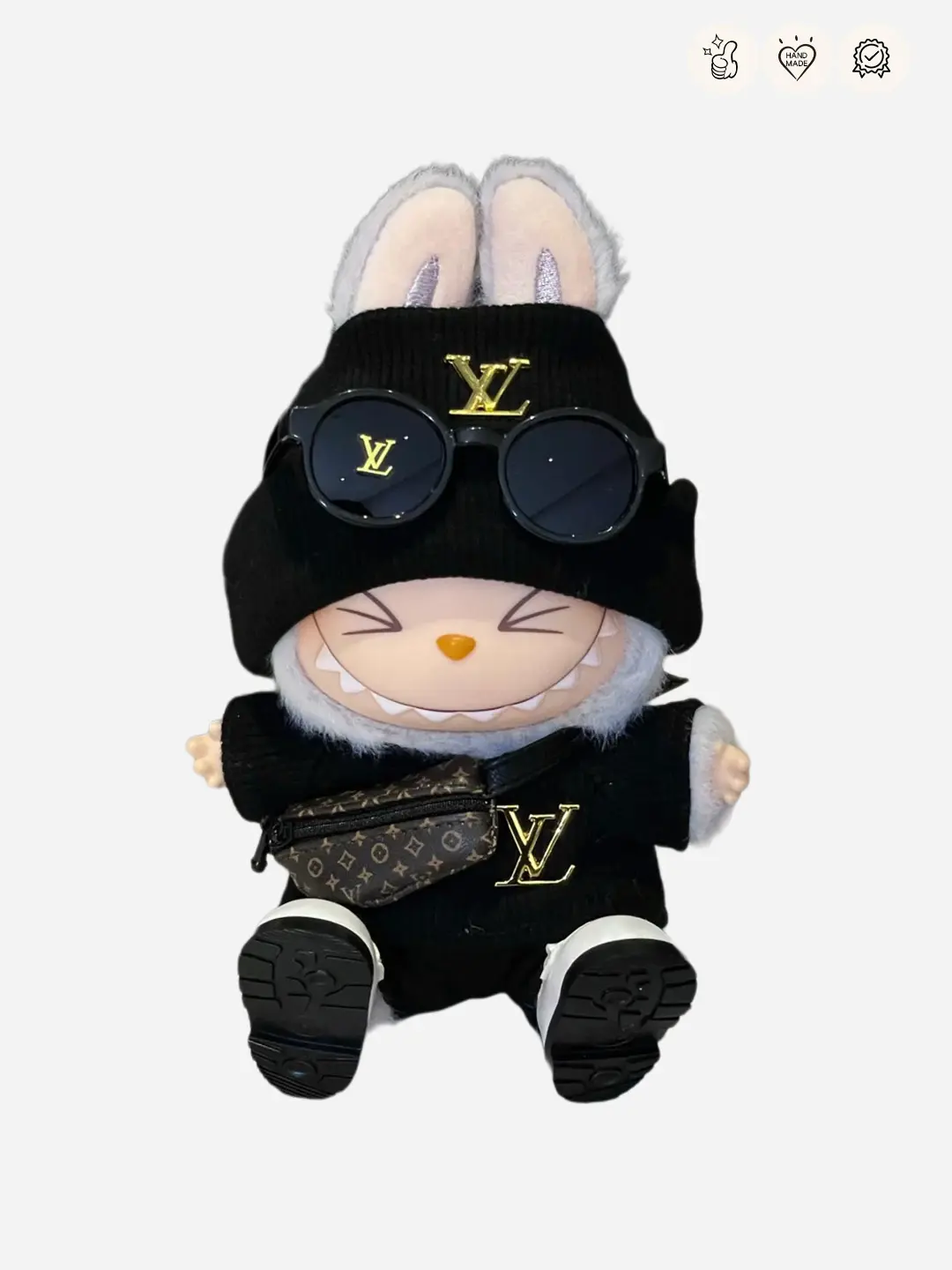 LABUBU Clothes Black LV Sweater Outfit for Dolls | OiiiO