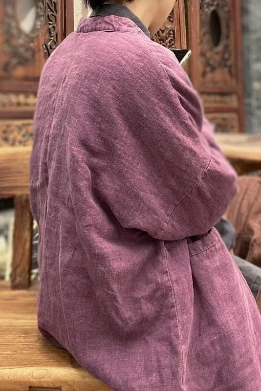Purple Distressed Linen Vintage Cotton Jacket