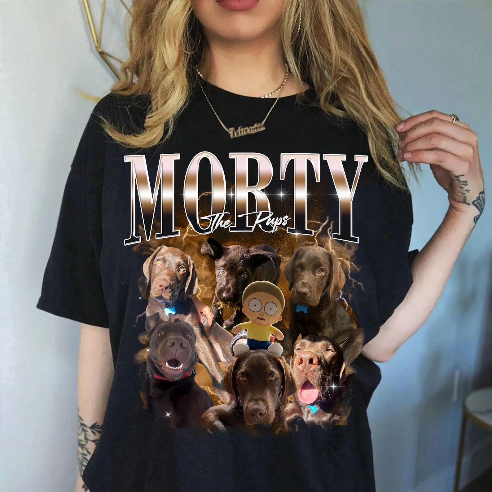 Custom Pet Rap Portrait Tee - Personalized 90s Hip Hop Shirt with Your ...