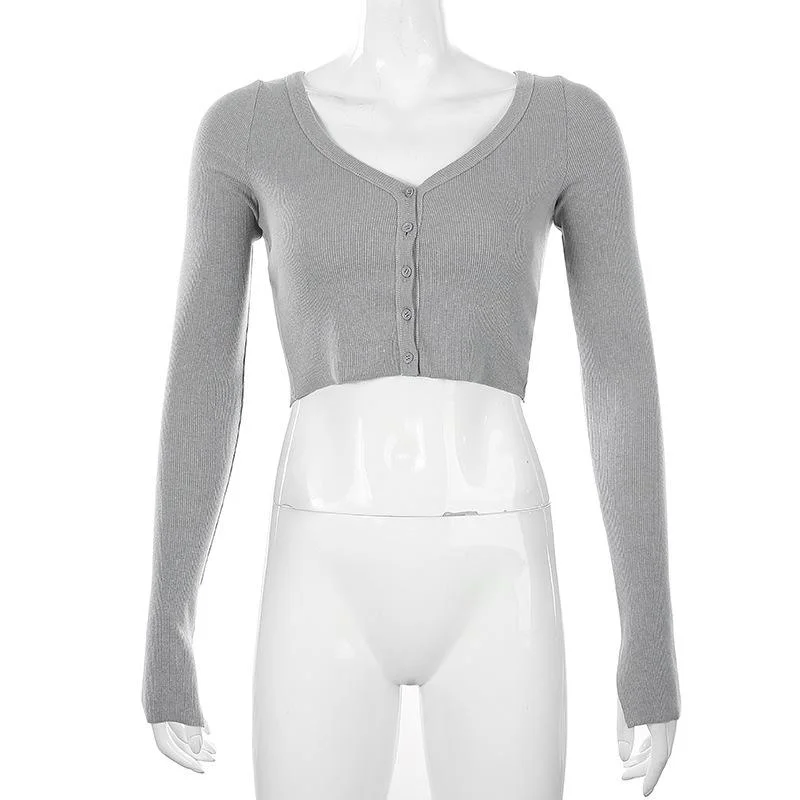 SOLID COLOR SIMPLE CARDIGAN